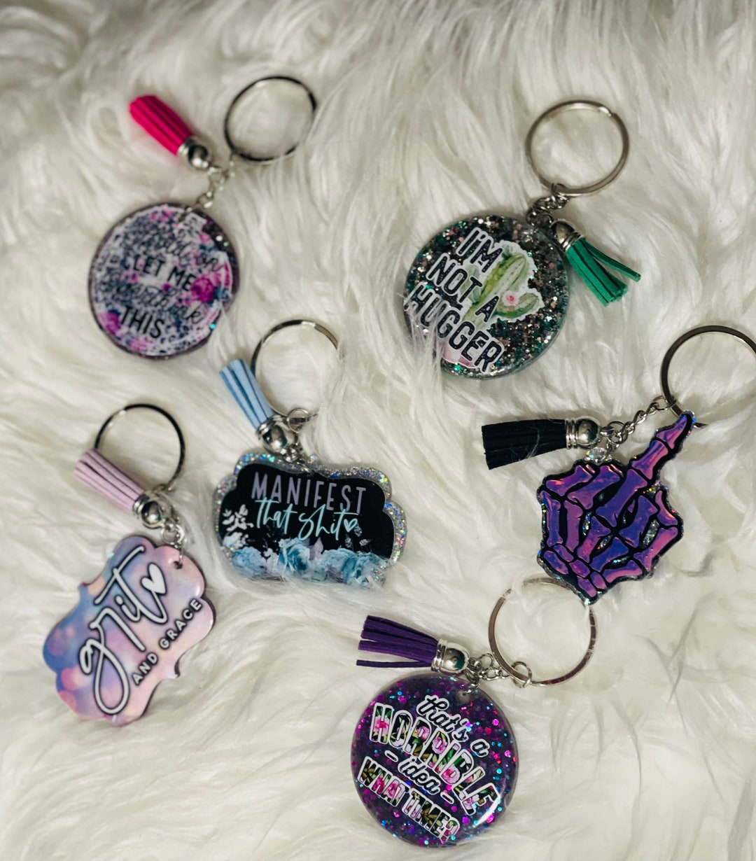 Sparkling Acrylic Keychains With Adult Sayings - Fun and Glittery ...