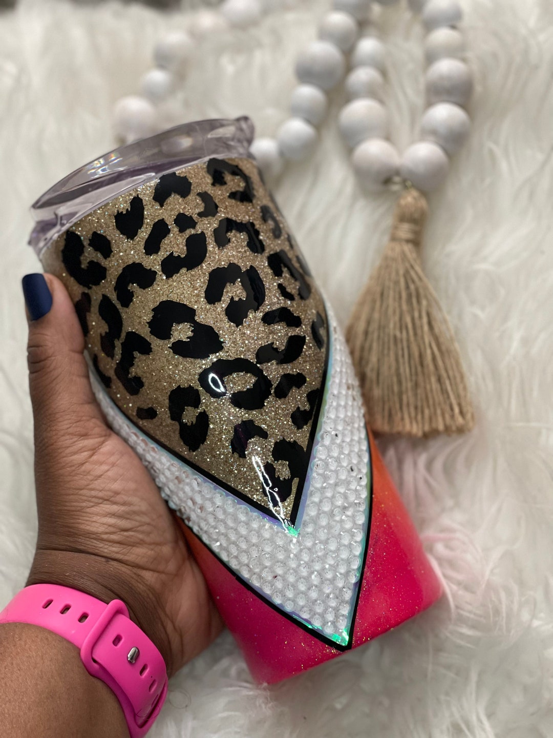 Neon Leopard Print Rhinestone Tumbler - Etsy