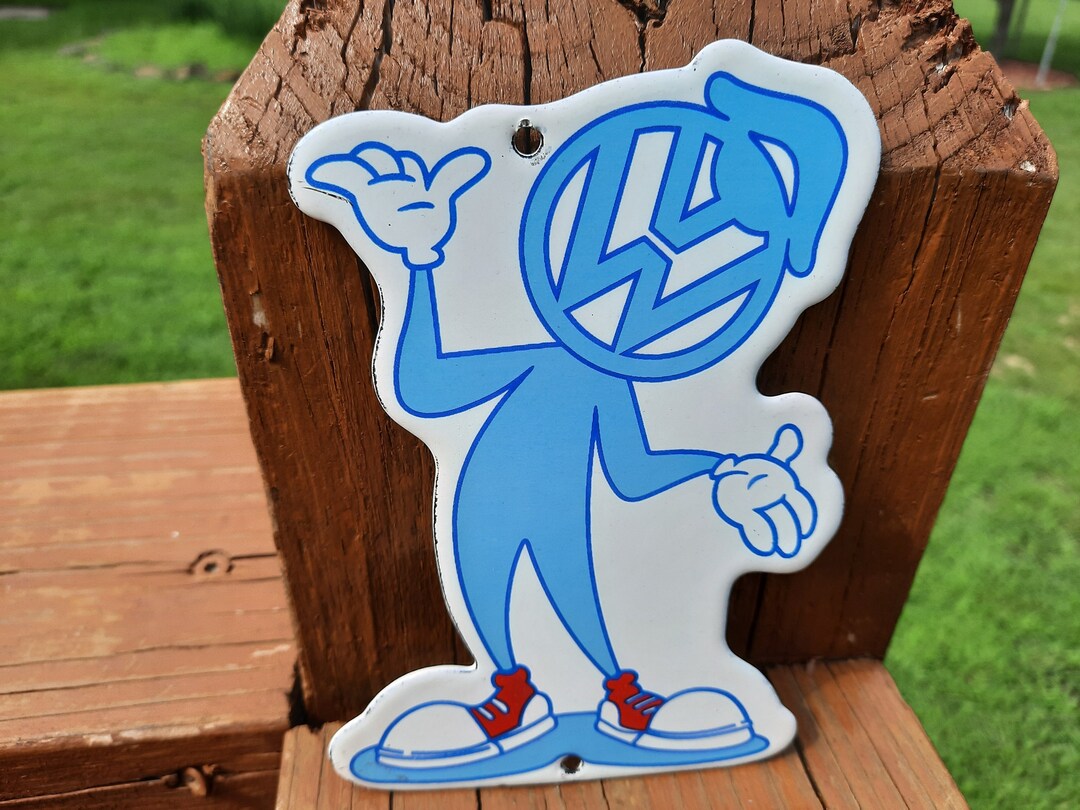 Vintage Style Porcelain Volkswagen Door Push Plate Sign Die Cut 5 1/2 ...