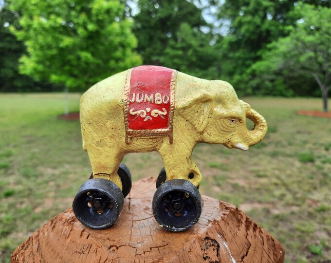 Cast Iron Jumbo Circus Elephant Pull Toy on Wheels Rollers - Etsy