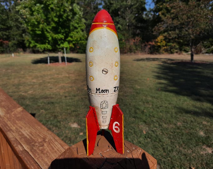 Cast Iron Rocket Ship Moon Collectible Coin Money Savings Bank Space ...