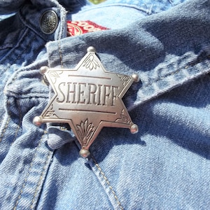 Small 6 Point Sheriff Silver Badge Pin for Men or Women Shearling ...