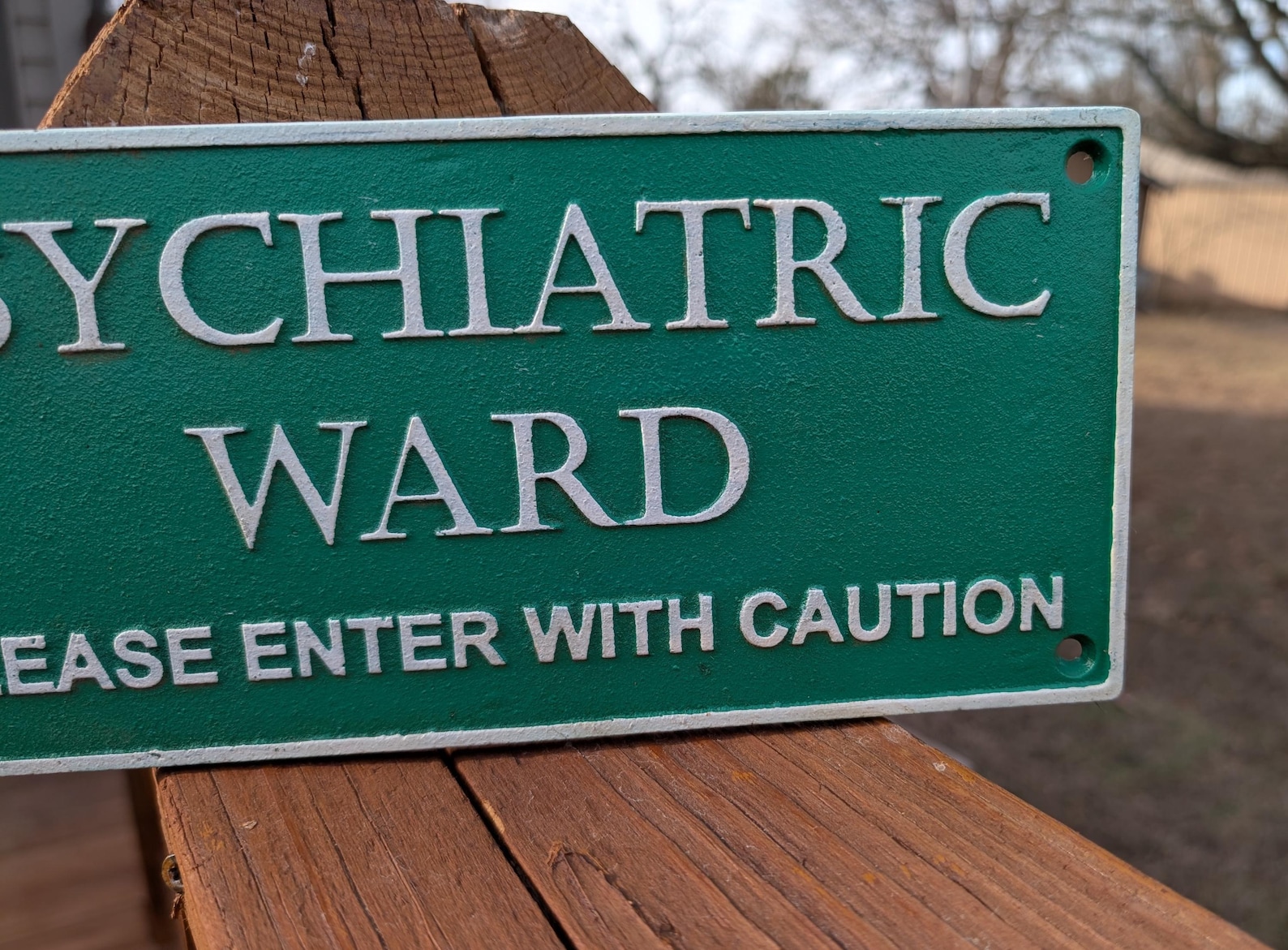 Heavy Cast Iron Psychiatric Ward Please Enter With Caution Sign Plaque ...