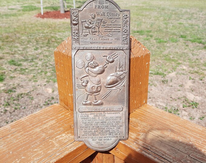 1955 Brass Mickey Mouse Disneyland Sign Plaque Door Push Plate Opening ...