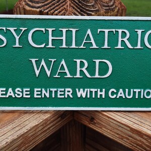 Heavy Cast Iron Psychiatric Ward Please Enter With Caution Sign Plaque ...