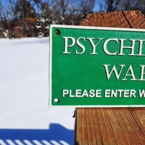 Heavy Cast Iron Psychiatric Ward Please Enter With Caution Sign Plaque ...