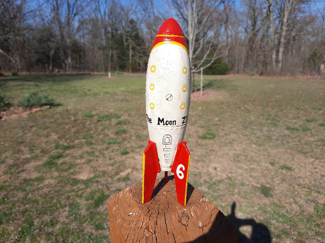 Cast Iron Rocket Ship Moon Collectible Coin Money Savings Bank Space ...