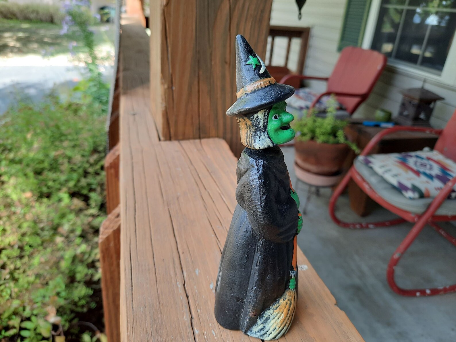 Cast Iron Halloween Witch Bobble Head With Broomstick - Etsy