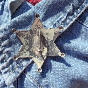 Small 6 Point Sheriff Silver Badge Pin for Men or Women Shearling ...