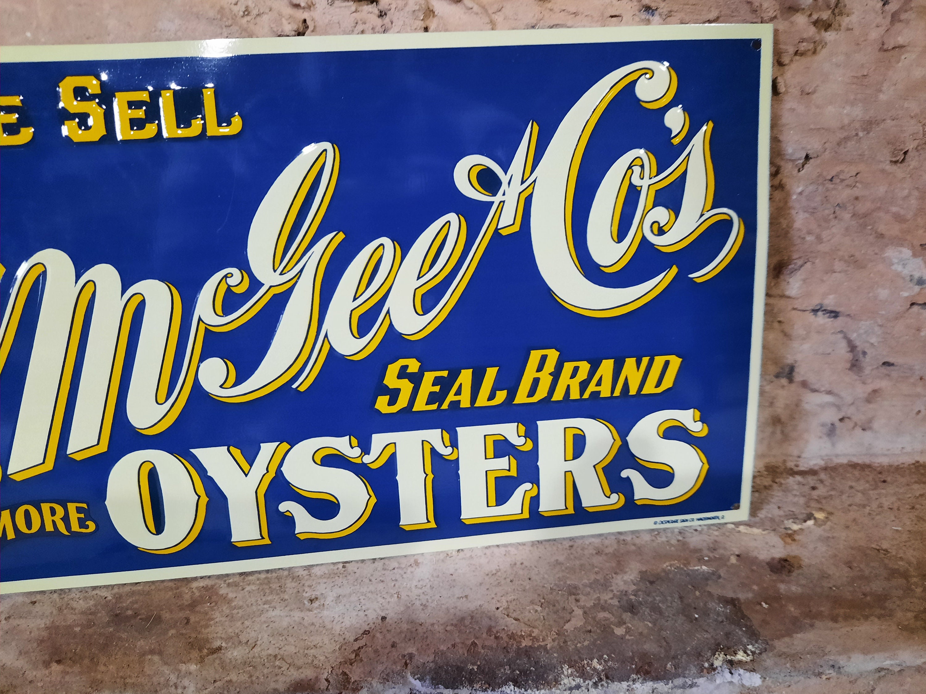 Vintage NOS Tin Metal Seal Brand W.H. Mcgee & Co Baltimore Oysters ...