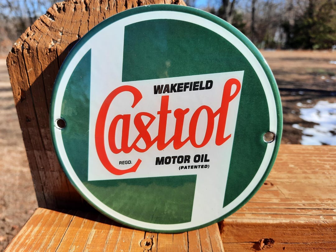 Vintage Style Porcelain Castrol Motor Oil Sign 6 Inch Gas Station Door ...