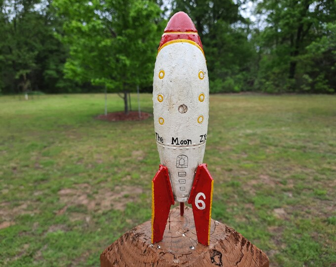 Cast Iron Rocket Ship Moon Collectible Coin Money Savings Bank Space ...