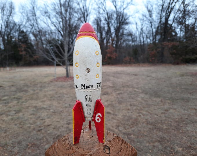 Cast Iron Rocket Ship Moon Collectible Coin Money Savings Bank Space ...