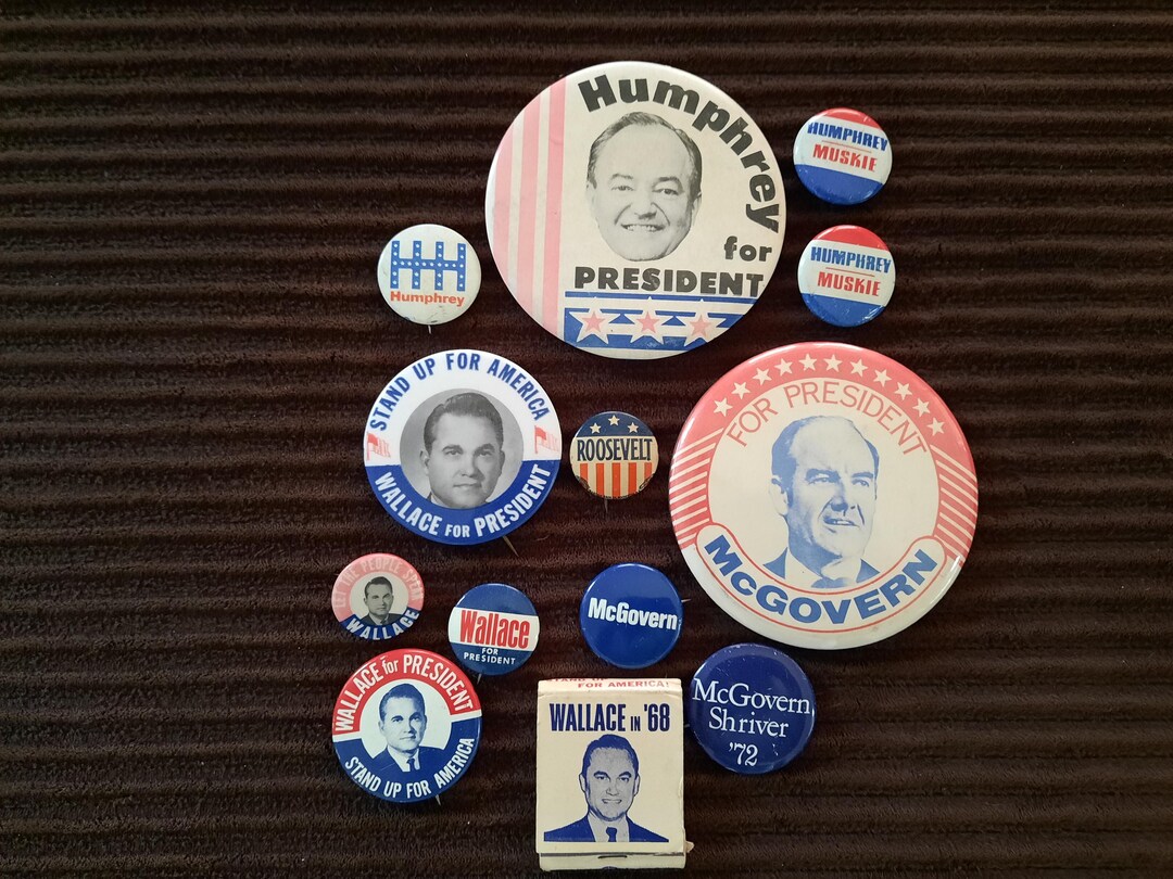12 Vintage Political Buttons President Roosevelt Campaigns Wallace ...