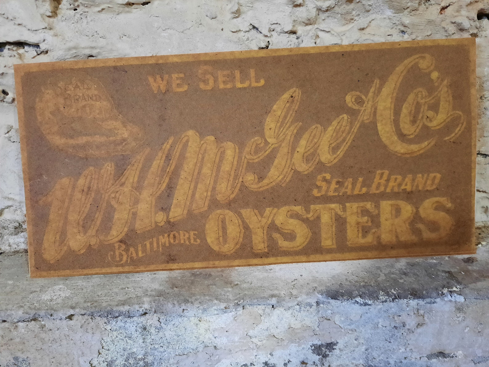 Vintage NOS Tin Metal Seal Brand W.H. Mcgee & Co Baltimore Oysters ...