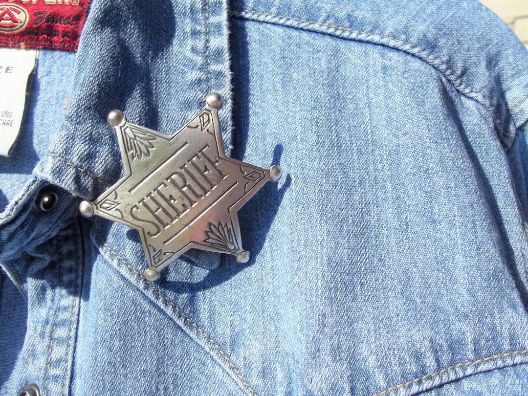 Small 6 Point Sheriff Silver Badge Pin for Men or Women Shearling ...