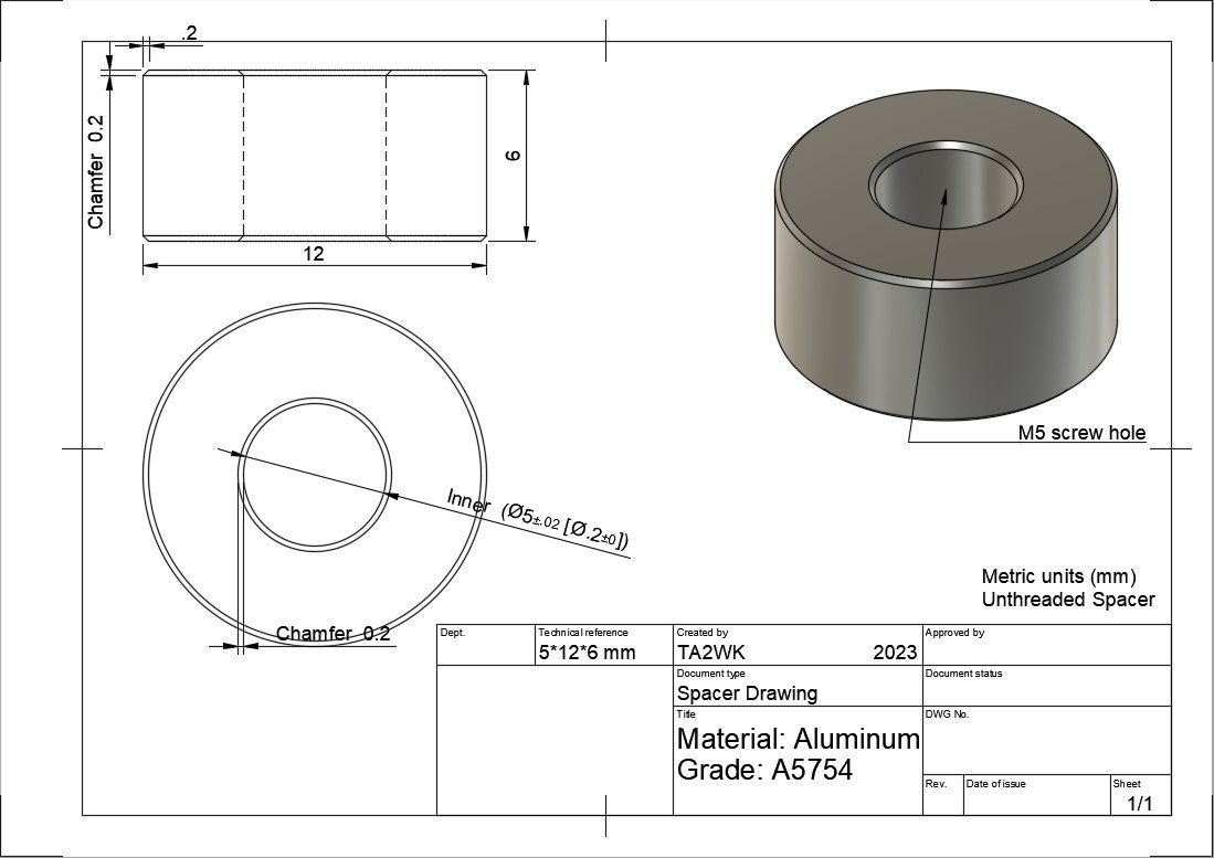 Aluminum Standoff Spacers for Air Capacitor, Bore ID-M5, Od-12mm Round ...