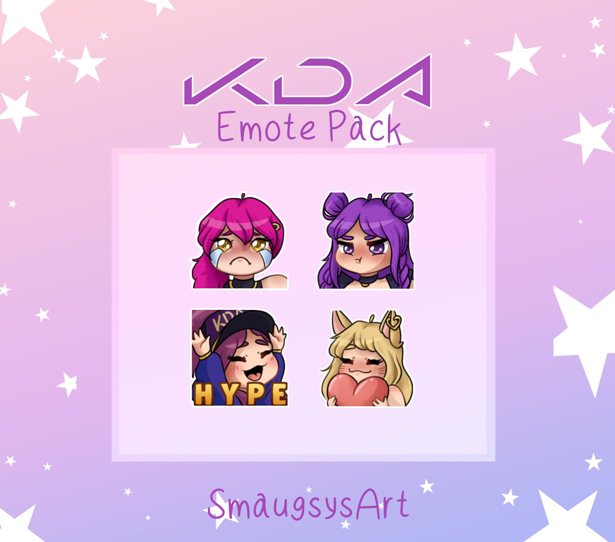 Ahri league of legends x6 twitch emotes Art & Collectibles Digital etna ...