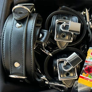 Black Lockable Bondage Restraint Sets With Buckles and Locks, Lockable ...