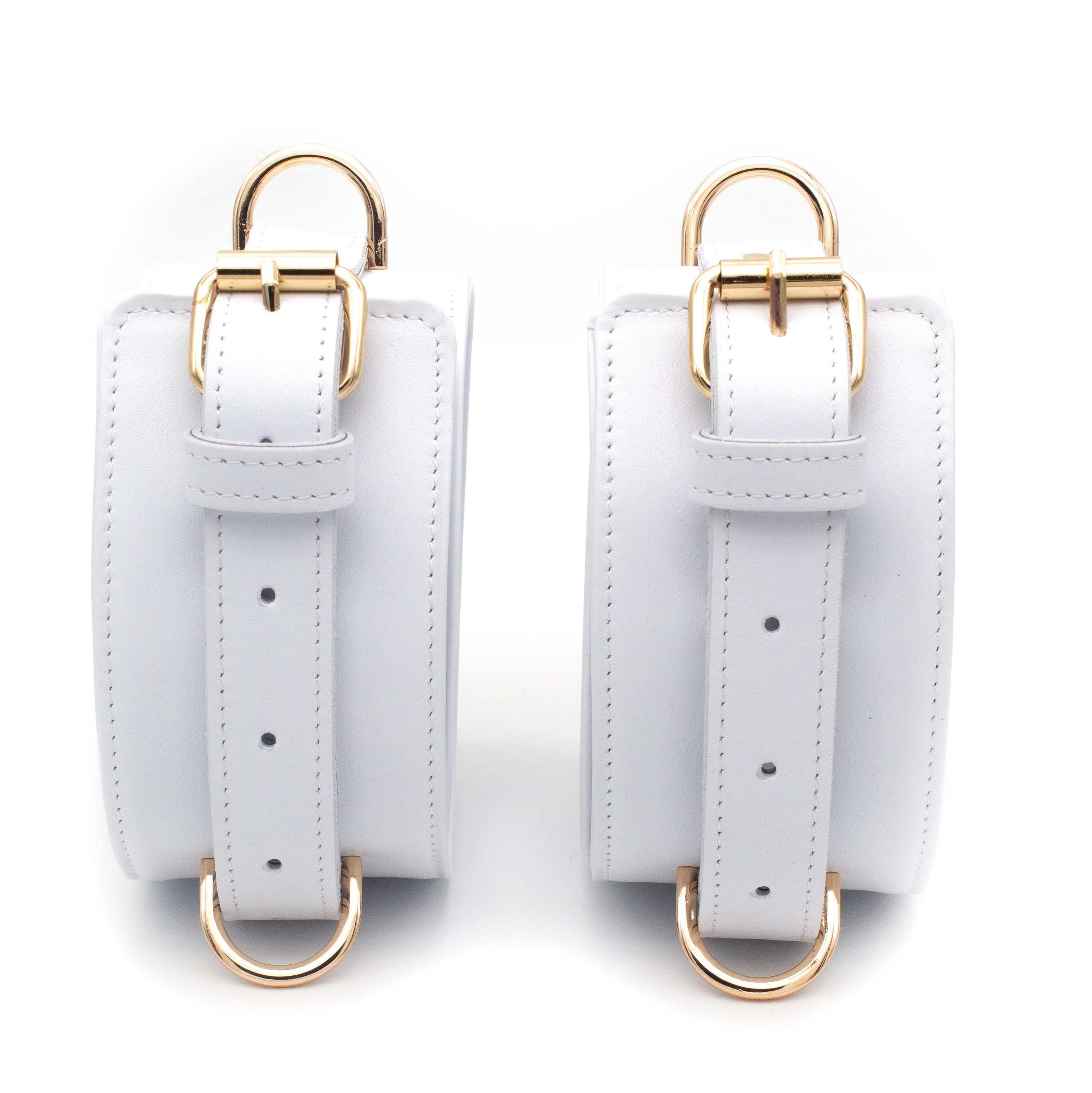 White Leather Thigh Cuffs, Adjustable BDSM Restraints - Etsy