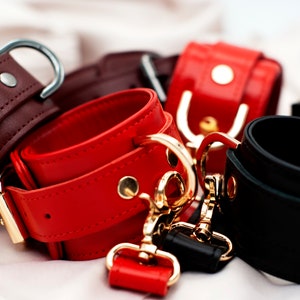 Leather Bondage Sex Handcuffs for Couples, Adjustable Wrist Cuffs for ...