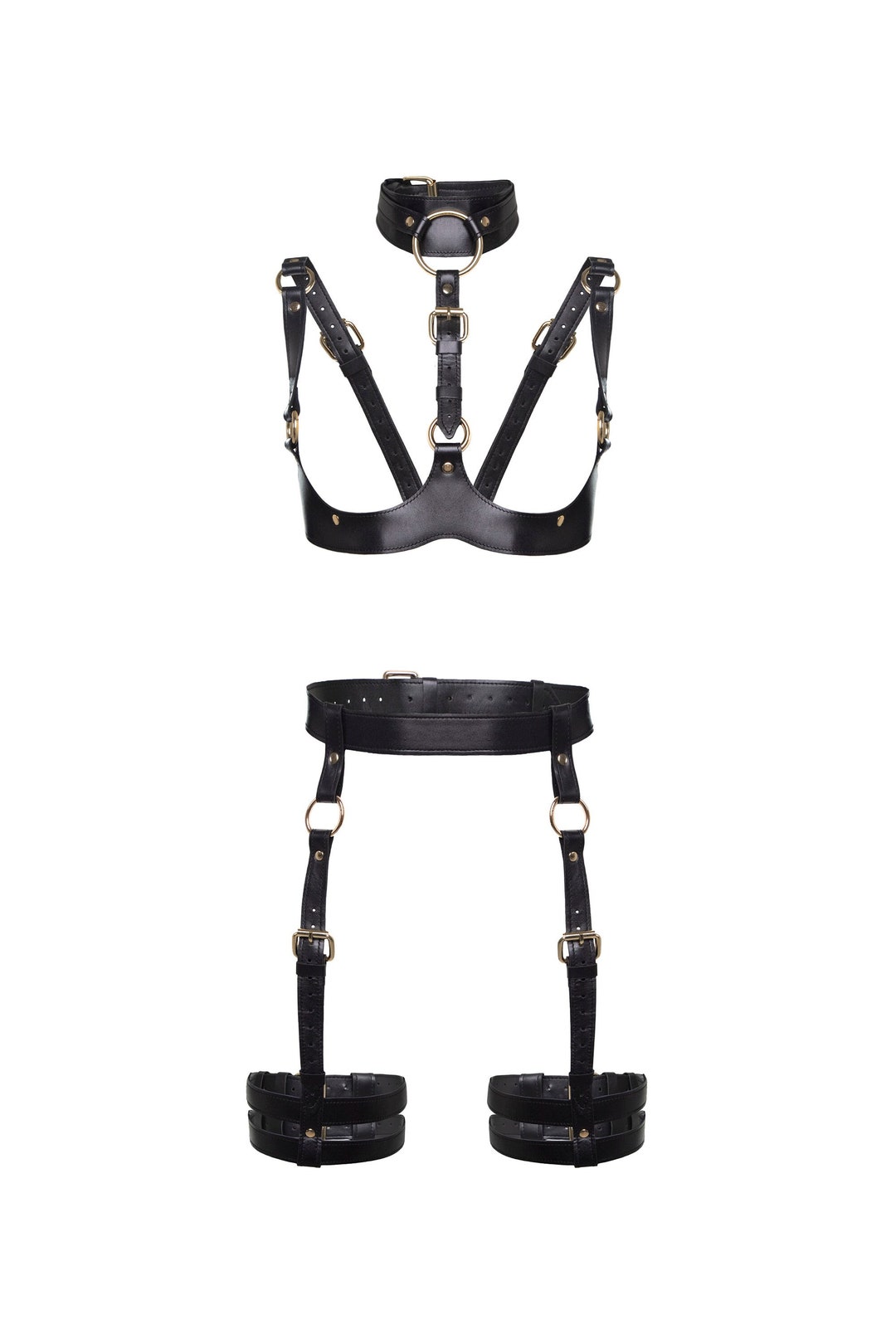 DEMETRA Leather Full Body Harness – Handmade Adjustable Plus Size BDSM ...