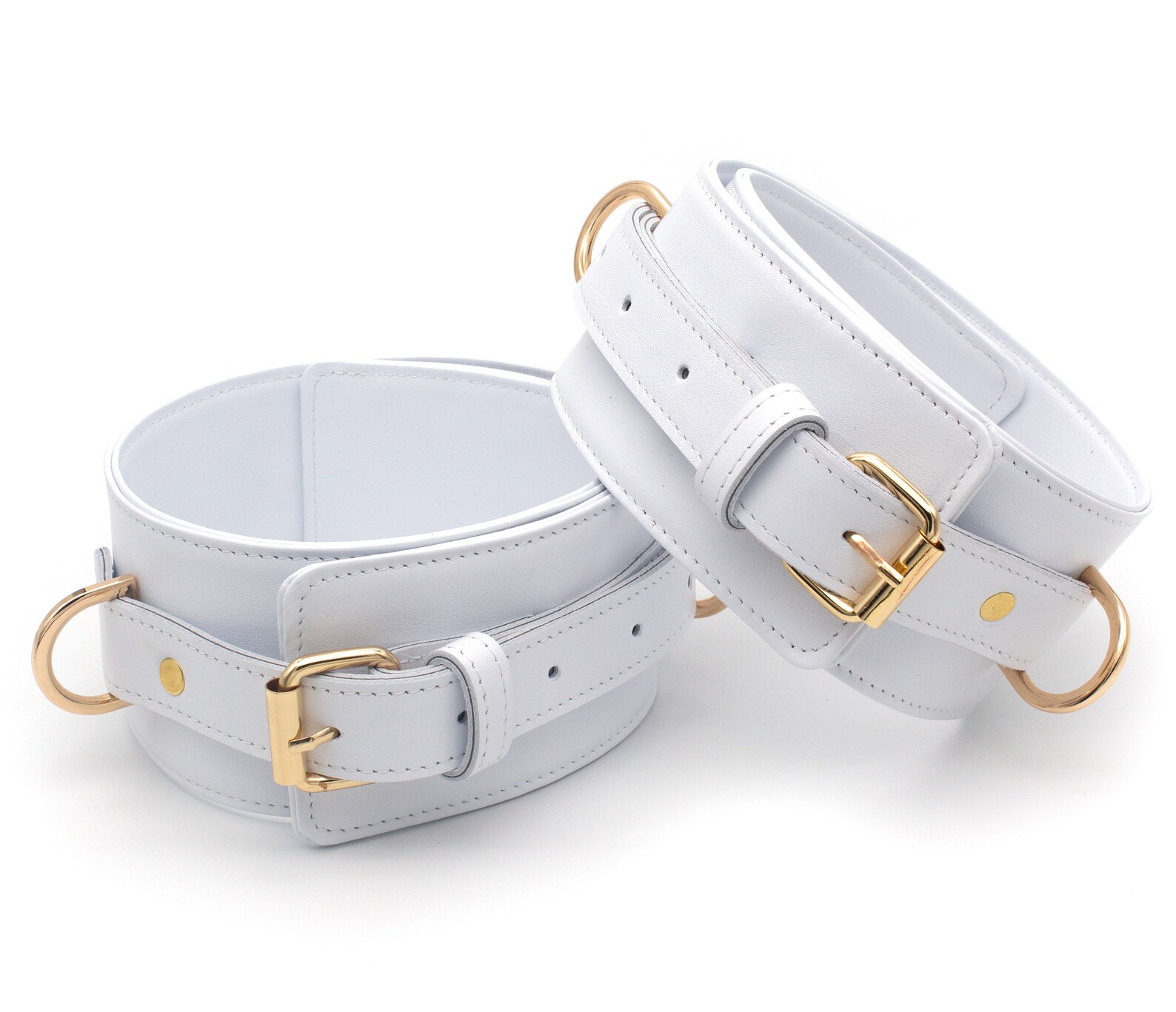 White Leather Thigh Cuffs, Adjustable BDSM Restraints - Etsy