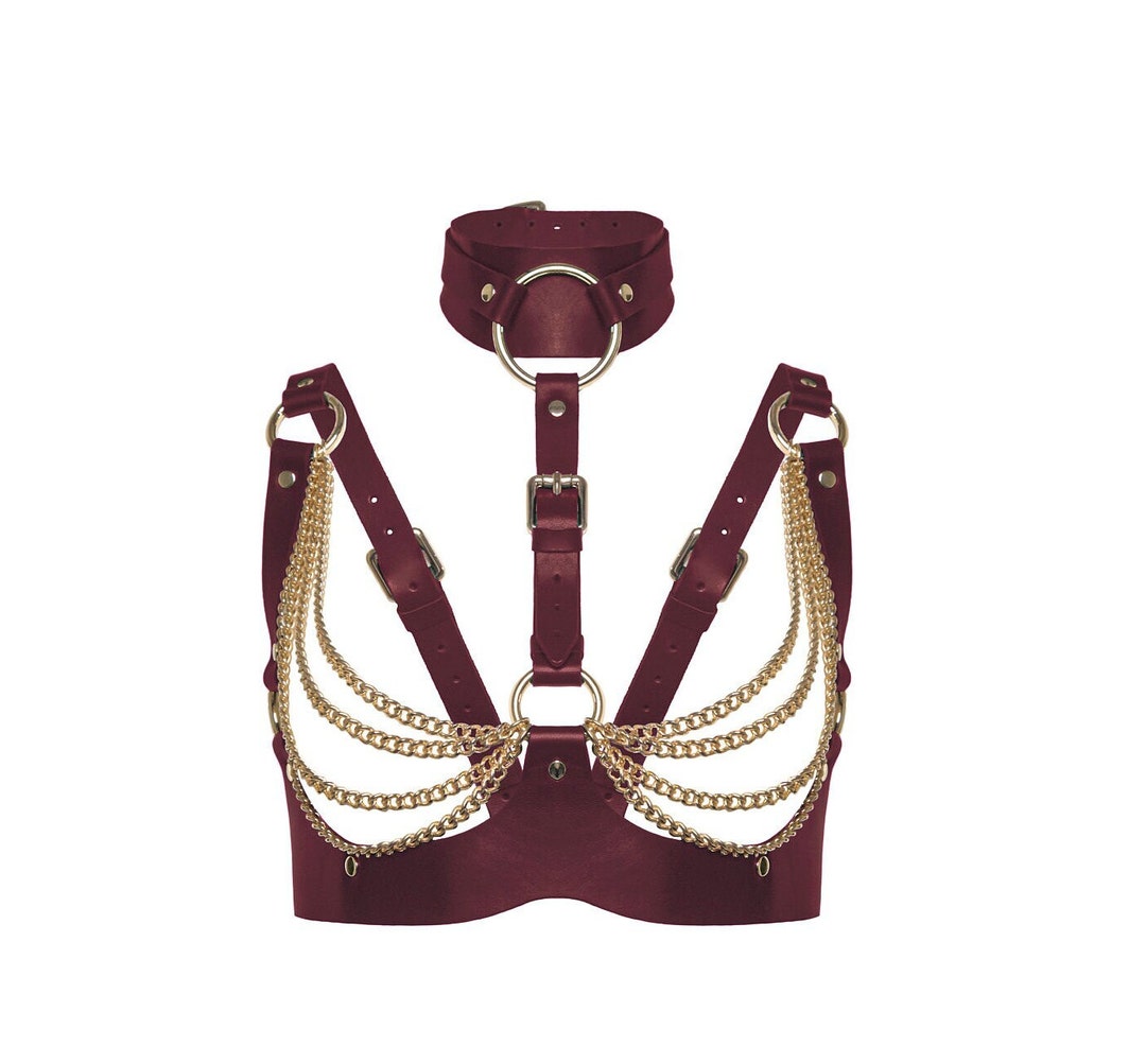 Leather Harness for Women Full Body With Metal Chain, Harness for Women ...
