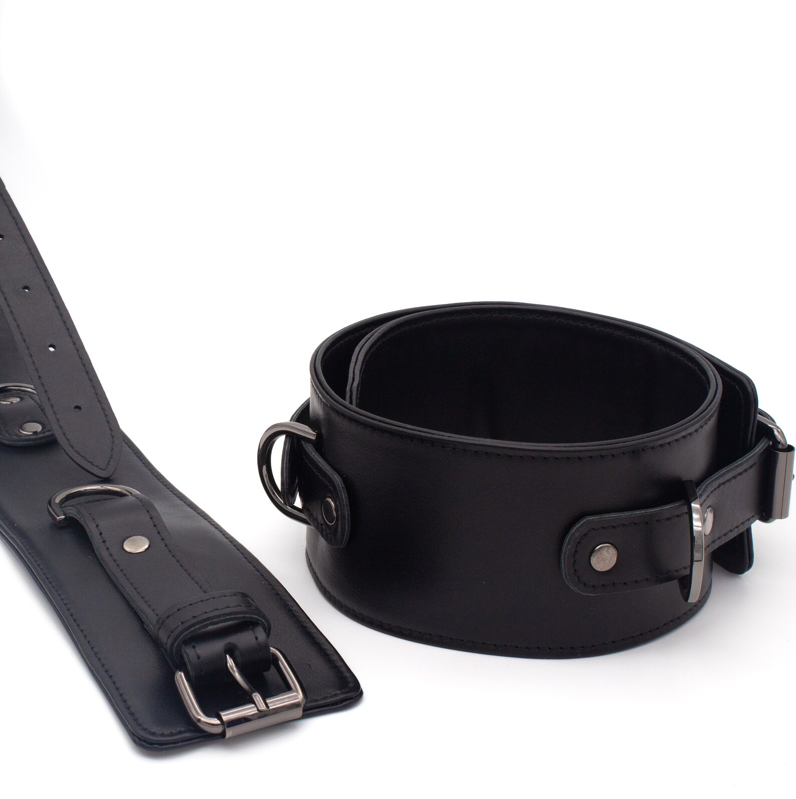 Black Thigh Cuffs for Submissive Adjustable Restraints Thigh | Etsy