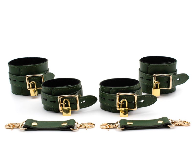 Lockable Leather Bondage Sets With Soft Lining, Luxury Restraint Kit ...
