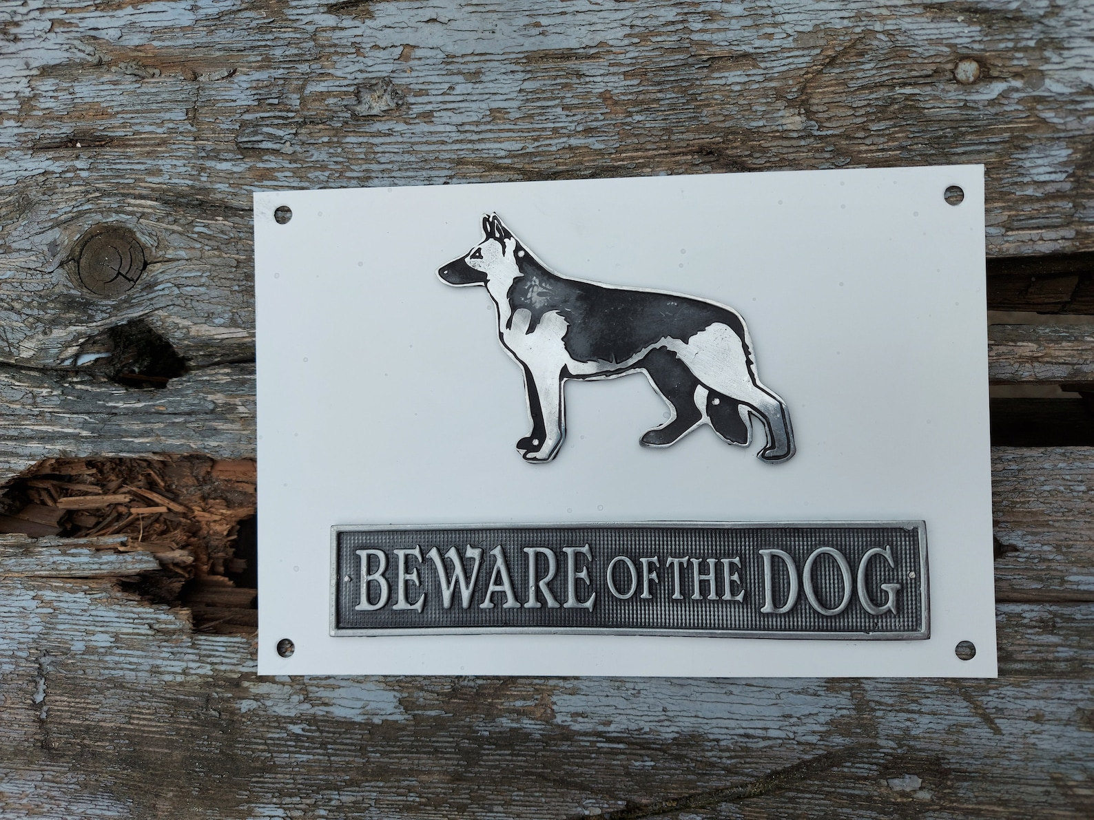 Beware of the Dog German Shepherd Metal Wall Sign- Handmade Durable ...