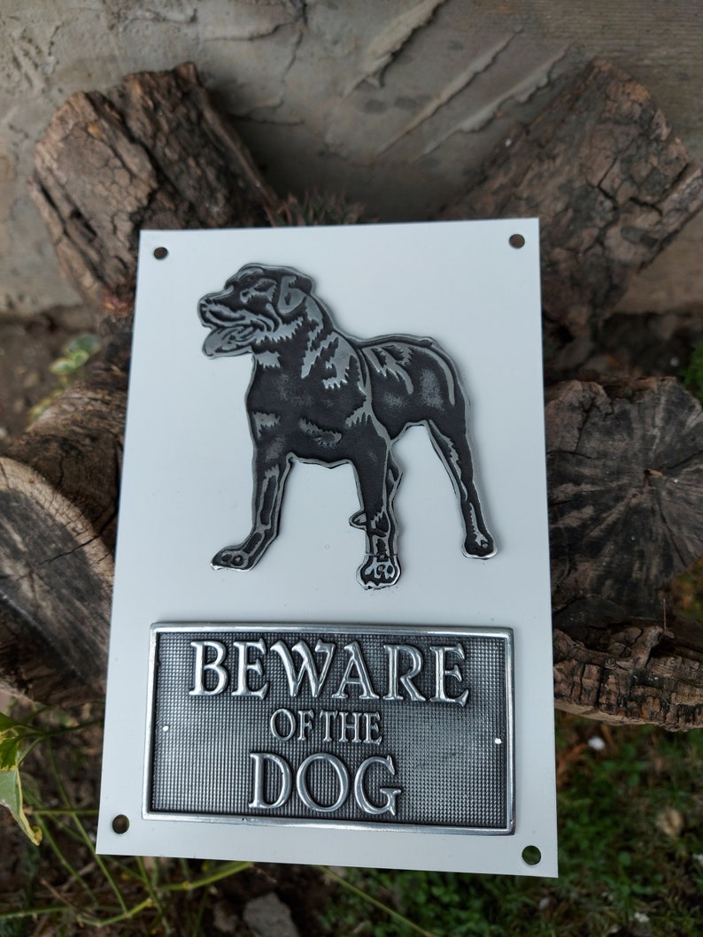 Beware of the Dog Rottweiler Metal Wall Sign - Handmade Durable Warning ...
