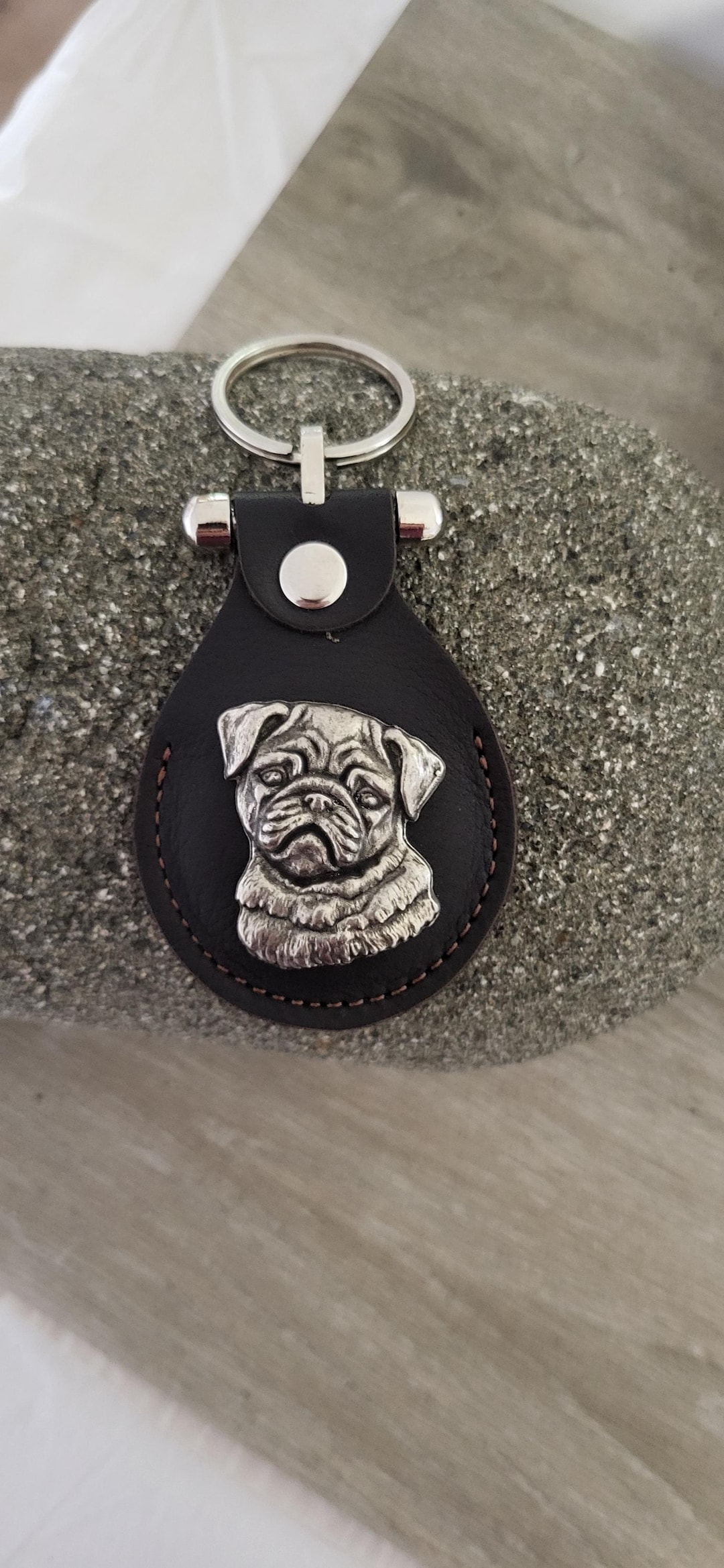Pug Moops Leather Keychain,pug Puppy for Dog Lovers Leather Keychain ...