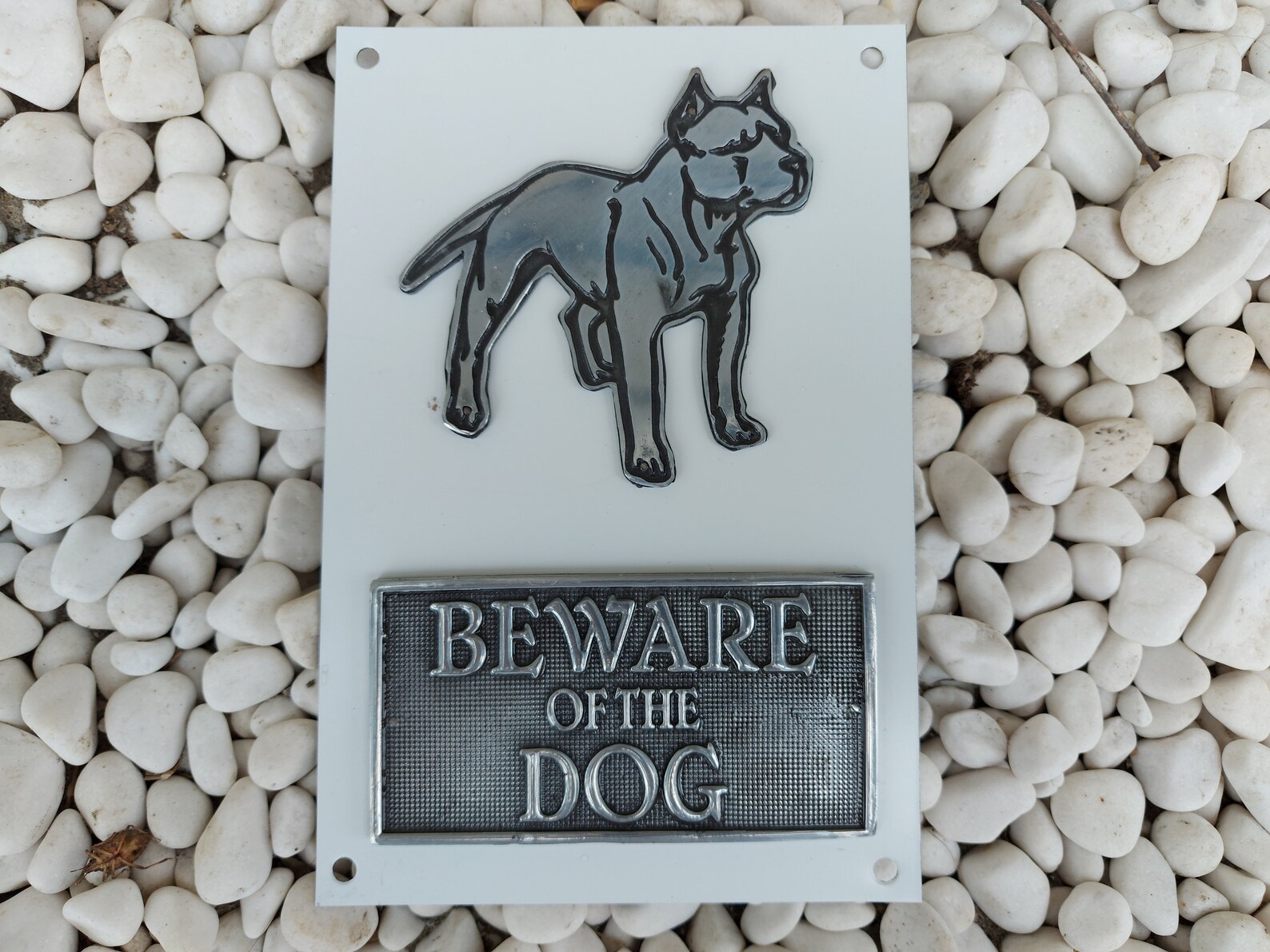 Beware of the Dog Pit Bull Metal Wall Sign - Handmade Durable Warning ...