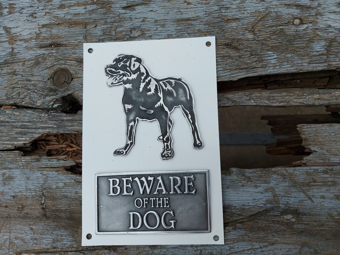 Beware of the Dog Rottweiler Metal Wall Sign - Handmade Durable Warning ...