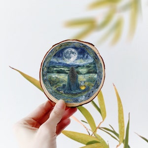 July Full Moon Plaque - Buck Moon, Mead Moon - XL Wood Slice Holiday ...