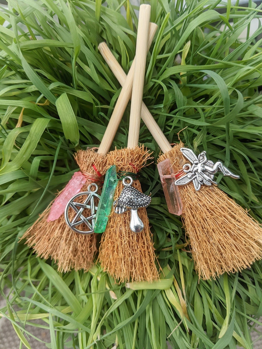 Mini Witch Besom: Crystal & Charm Ornament, Witchy Altar Decor - Etsy