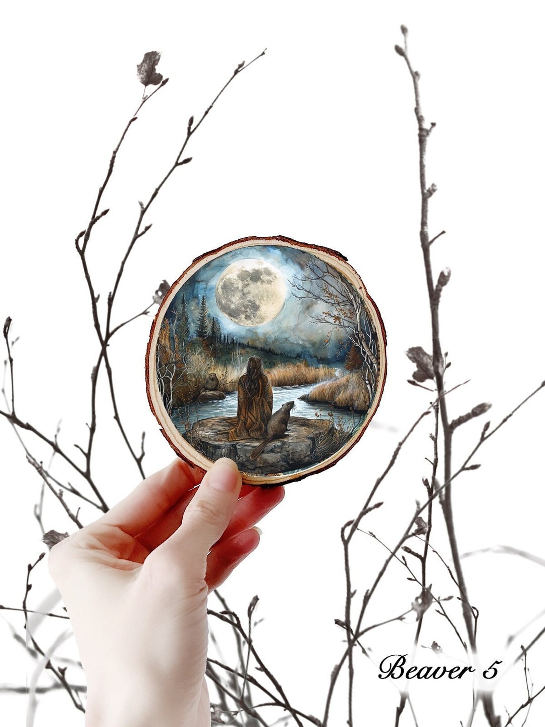 November Full Moon Plaque - Beaver Moon, Oak Moon - XL Wood Slice ...