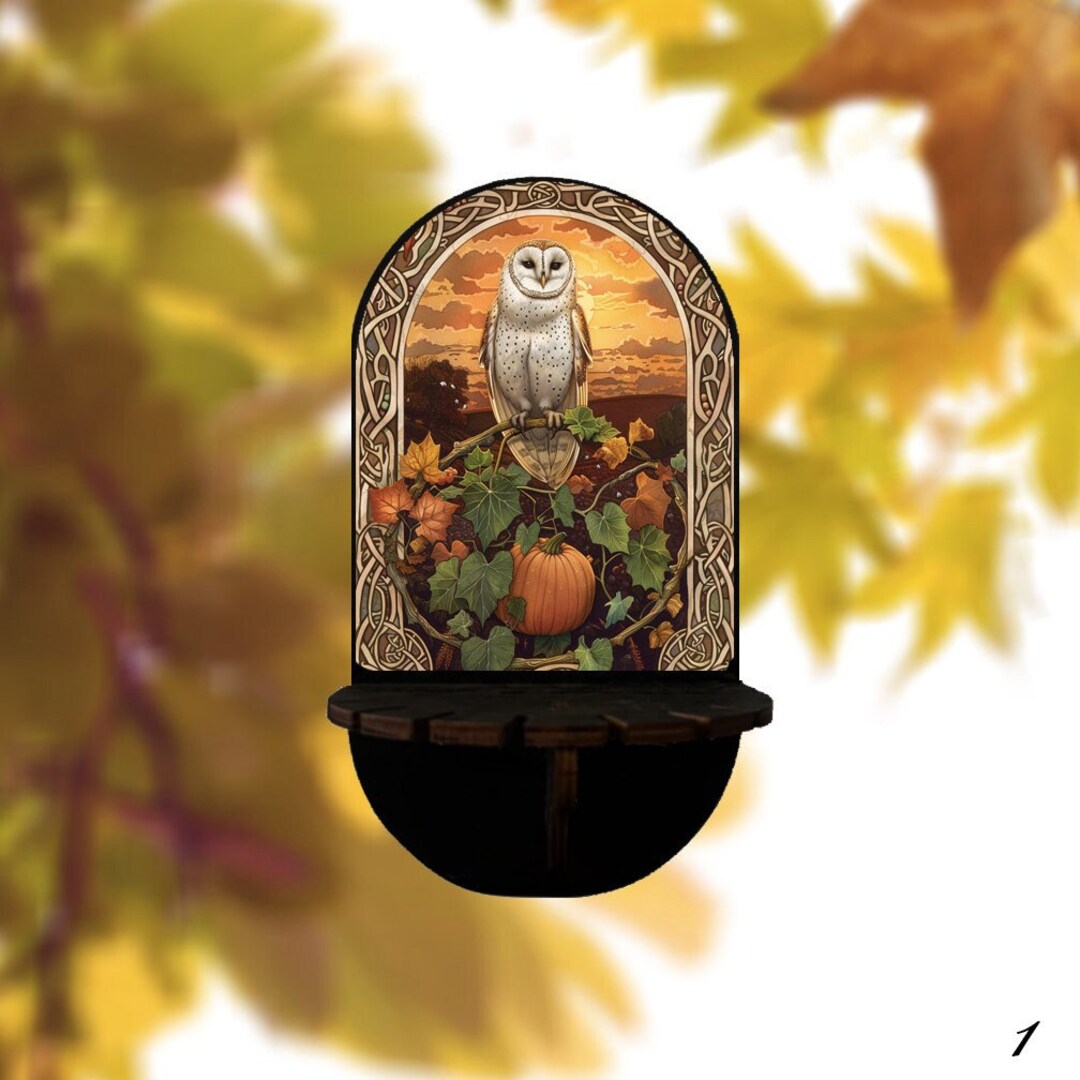 Mabon Shelf Wooden Celtic Witchy Display for Candles Crystals & Curios ...