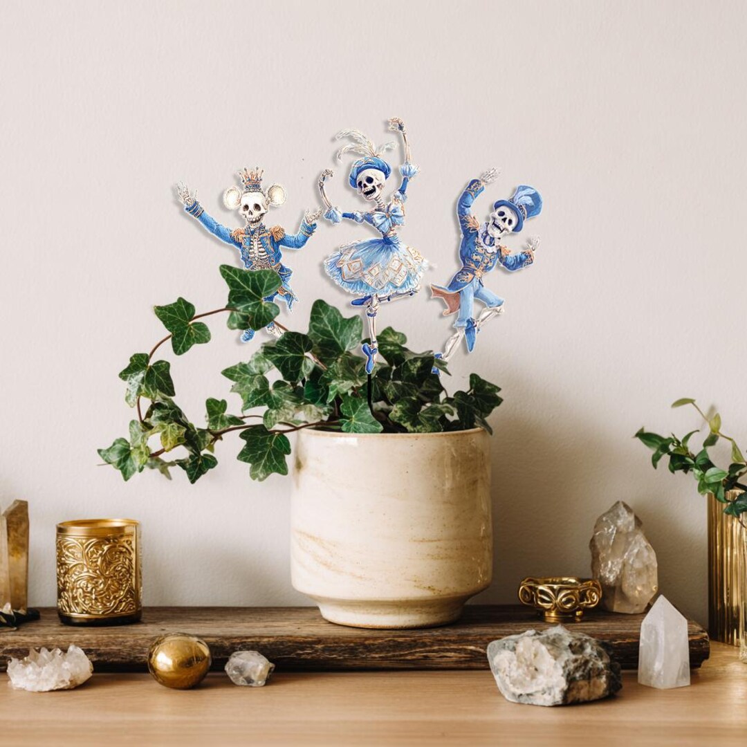 Nutcracker Suite Skeleton Plant Stakes - Ballet Dancing Christmas Decor ...