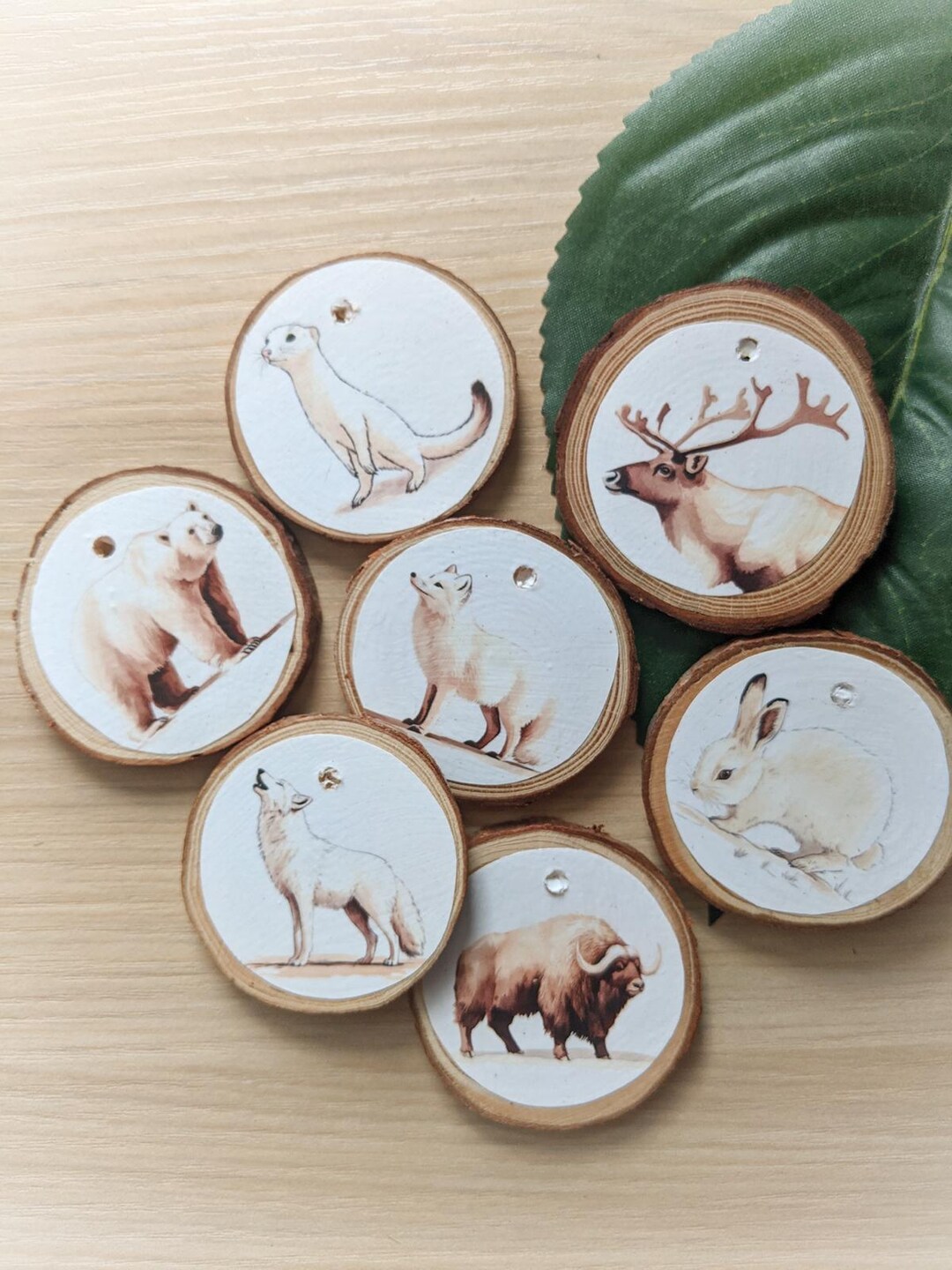 Little Tundra Animals Ornaments/magnets/talismans - 4-5cm Wood Slices ...