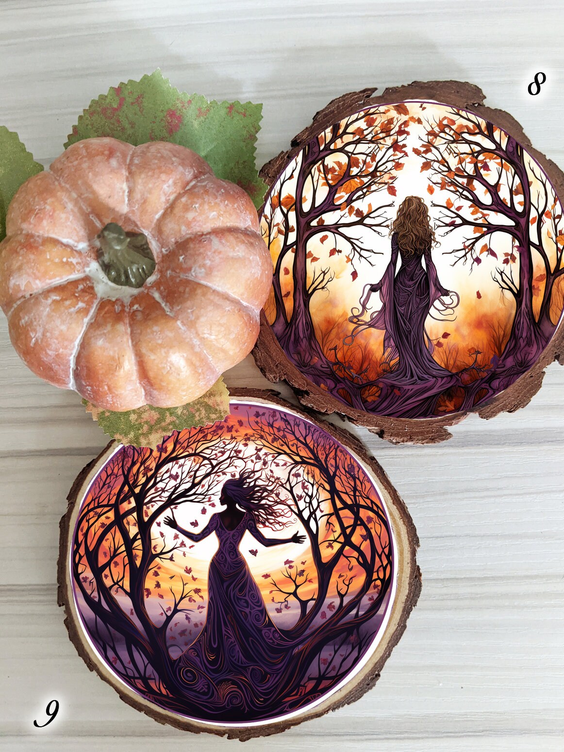Samhain Plaque - XL Wood Slice Holiday Decoration Altar Tile - Autumn ...