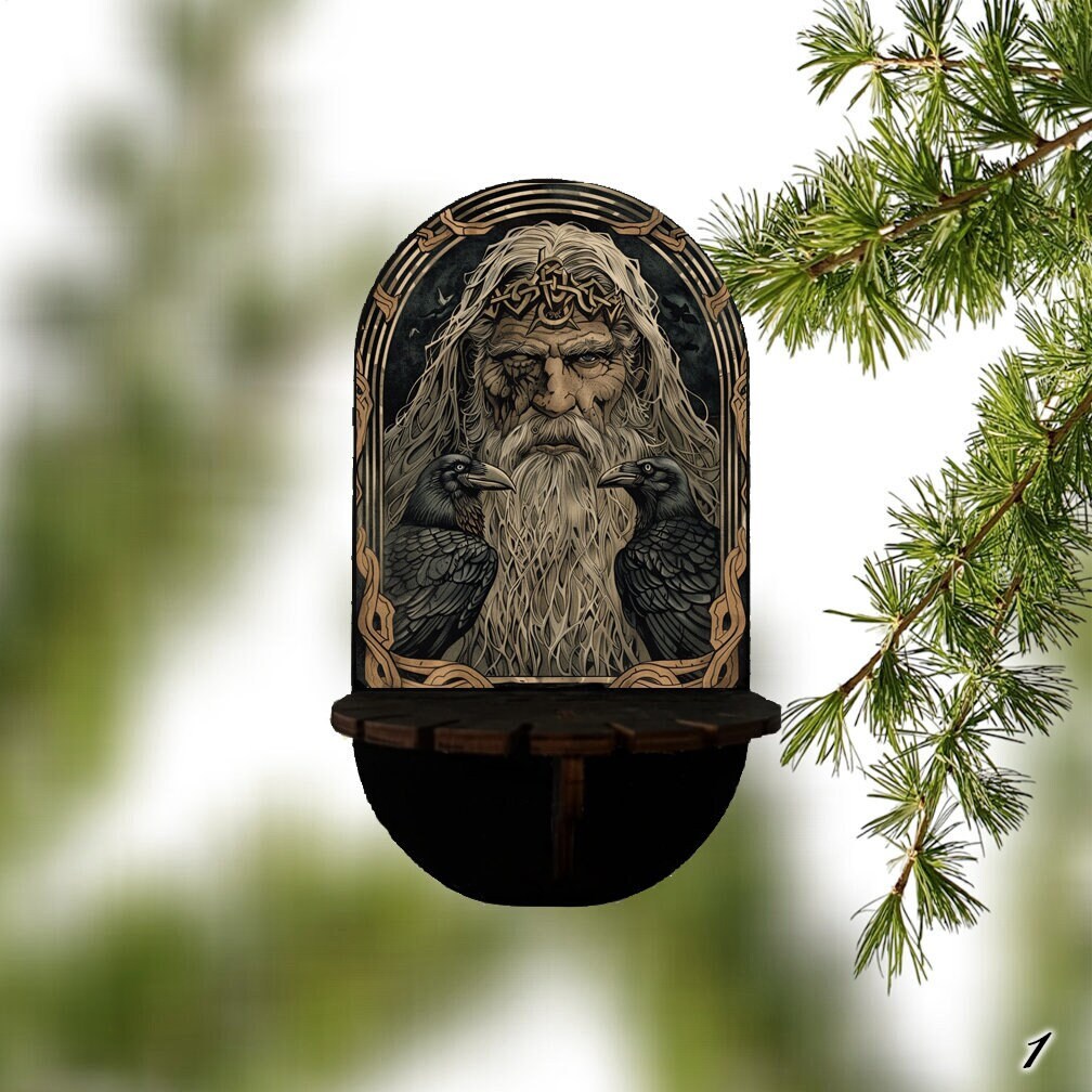 Odin Altar Shelf: Wooden Norse God Display for Crystals & Candles - Etsy