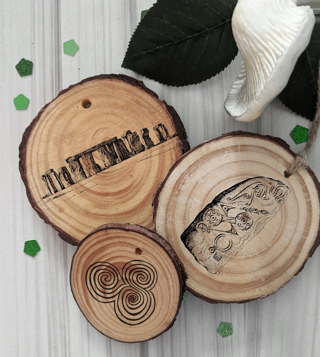 Megalith Ornaments/magnets - Wood Slice Decor for Yule/christmas ...