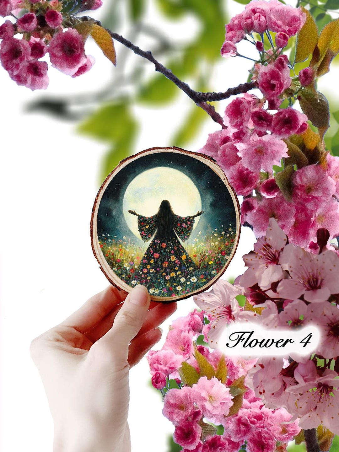 May Full Moon Plaque - Flower Moon, Milk Moon - XL Wood Slice Holiday ...