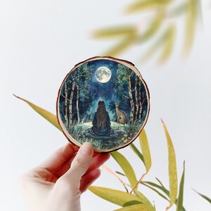 July Full Moon Plaque - Buck Moon, Mead Moon - XL Wood Slice Holiday ...