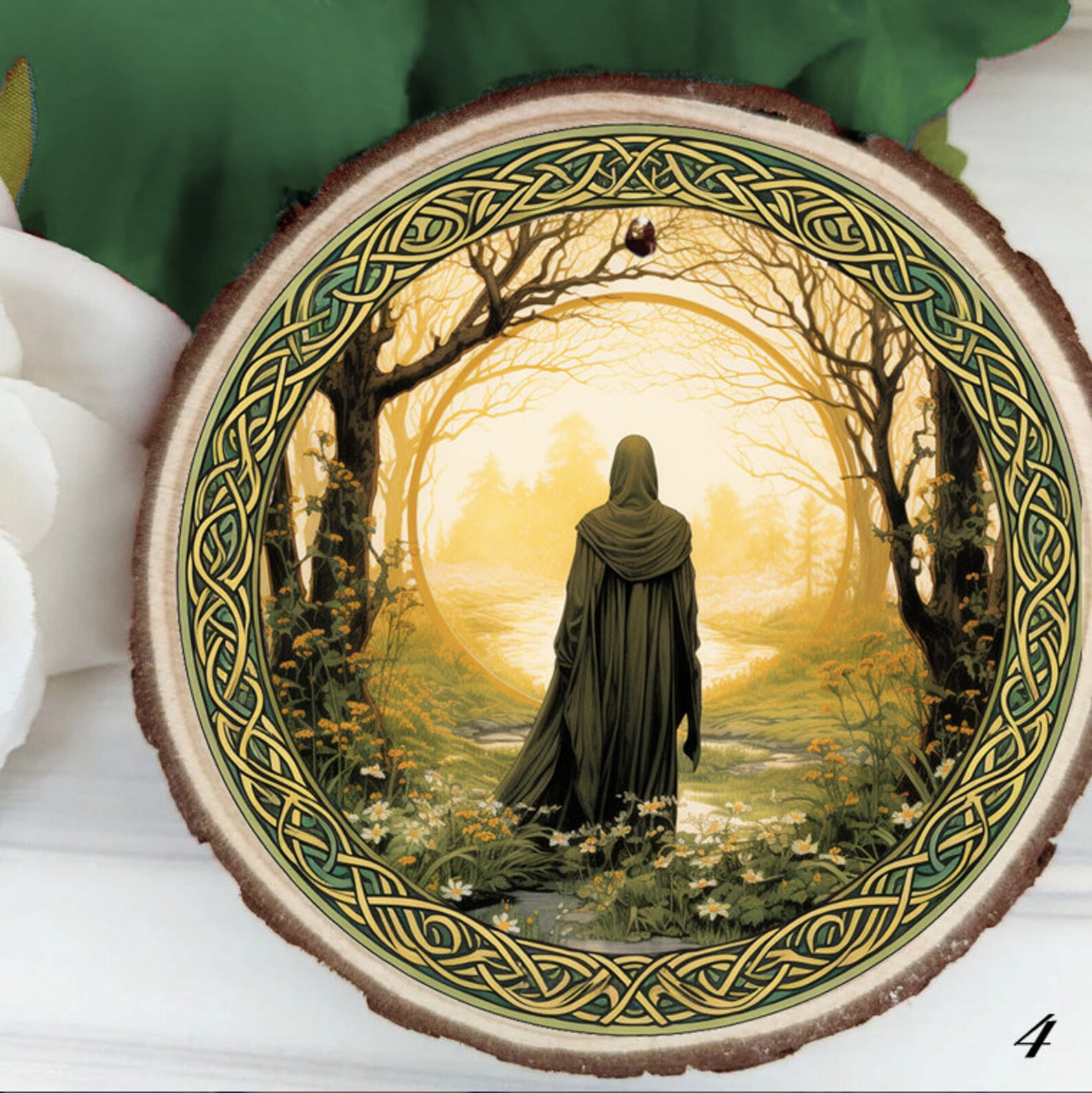 Spring Equinox Ornament - Large Wood Slice for Ostara/easter or Beltane ...