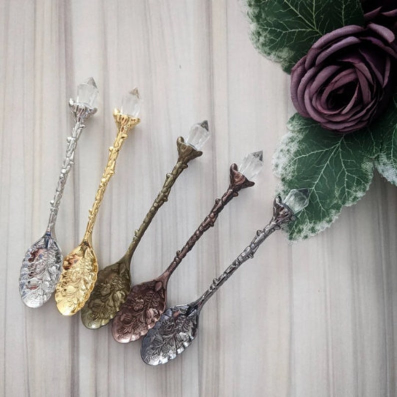 Herbal Spoons - Crystal, Floral, Thistle Spoons for Witches, Fairies ...