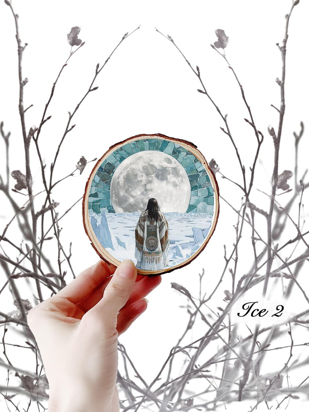 February Full Moon Plaque – Ice, Bear, Storm Moon Wood Slice Winter ...