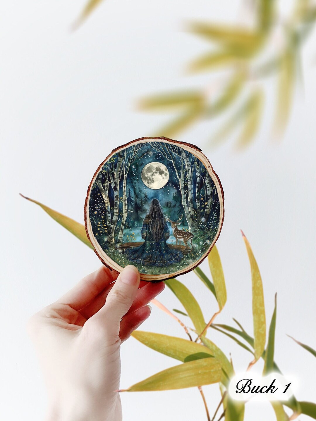 July Full Moon Plaque - Buck Moon, Mead Moon - XL Wood Slice Holiday ...